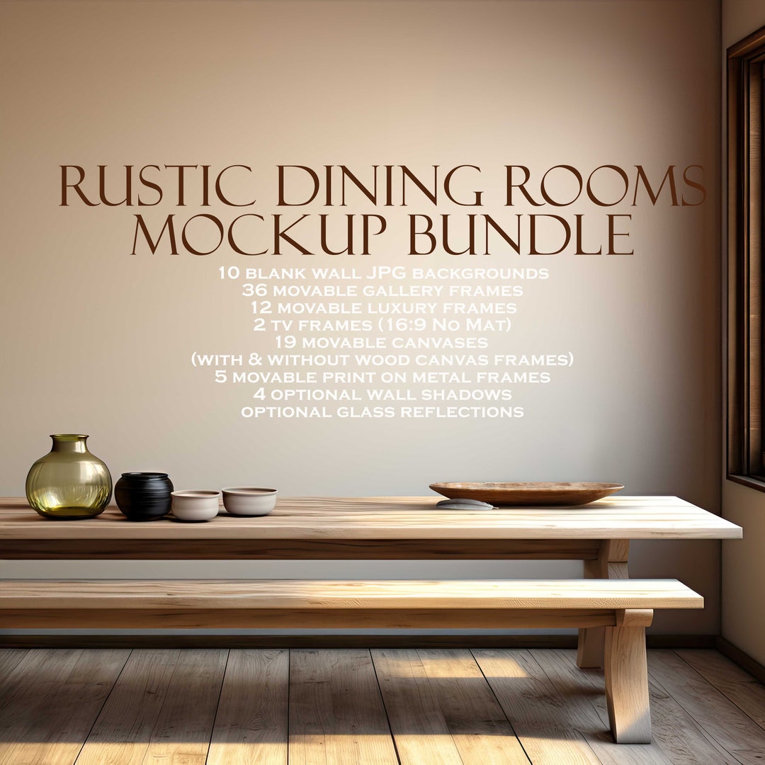 Rustic Frame Mockup Bundle (10) Rustic Dining Room, Canvas Wall Mockup ...