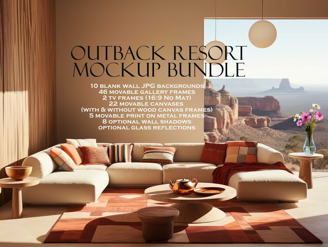 Desert Art Frame Mockup Bundle (10), Outback Resort, Blank Wall Mockup ...