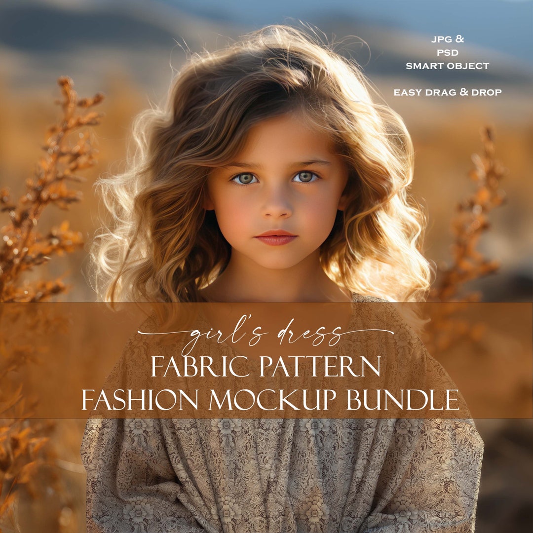 Fabric Pattern Mockup, Fashion Mockup Bundle, Girl's Dress, Dress ...
