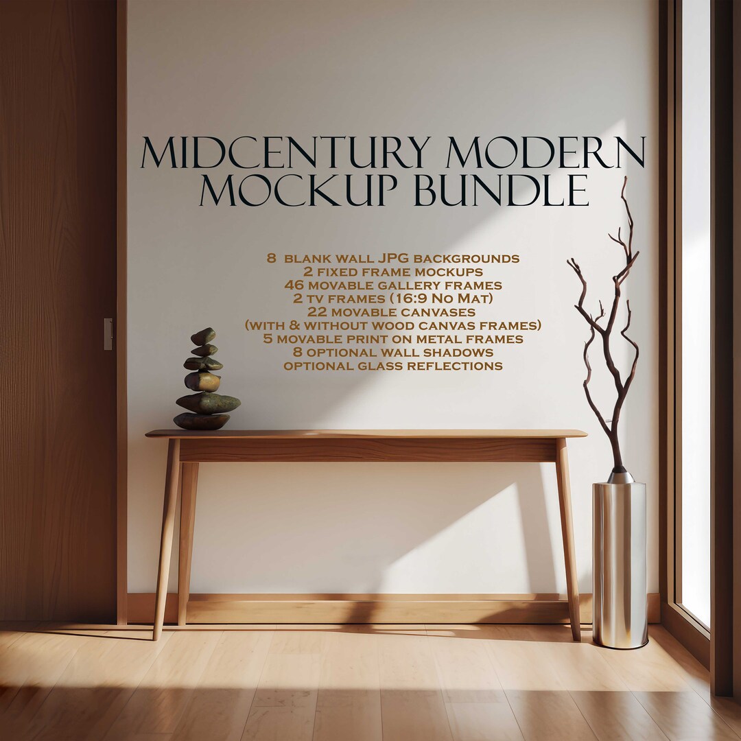 Midcentury Modern Mockup Bundle (10), Frame Mockup, Blank Wall Mockup ...