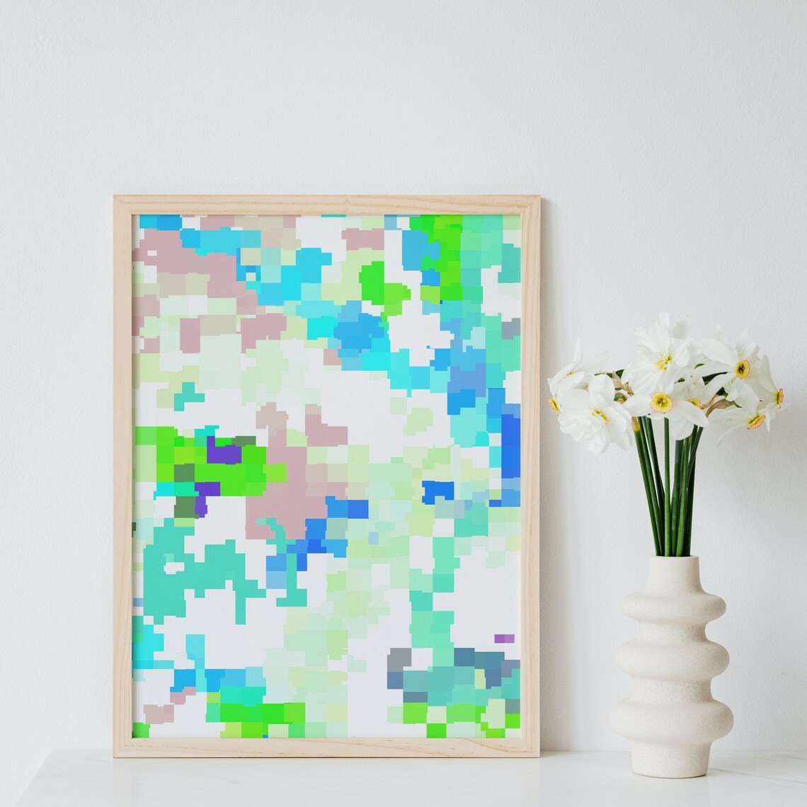 Colorful Printable Tryptic Pastel Wall Art Abstract Pixel Art Prints ...