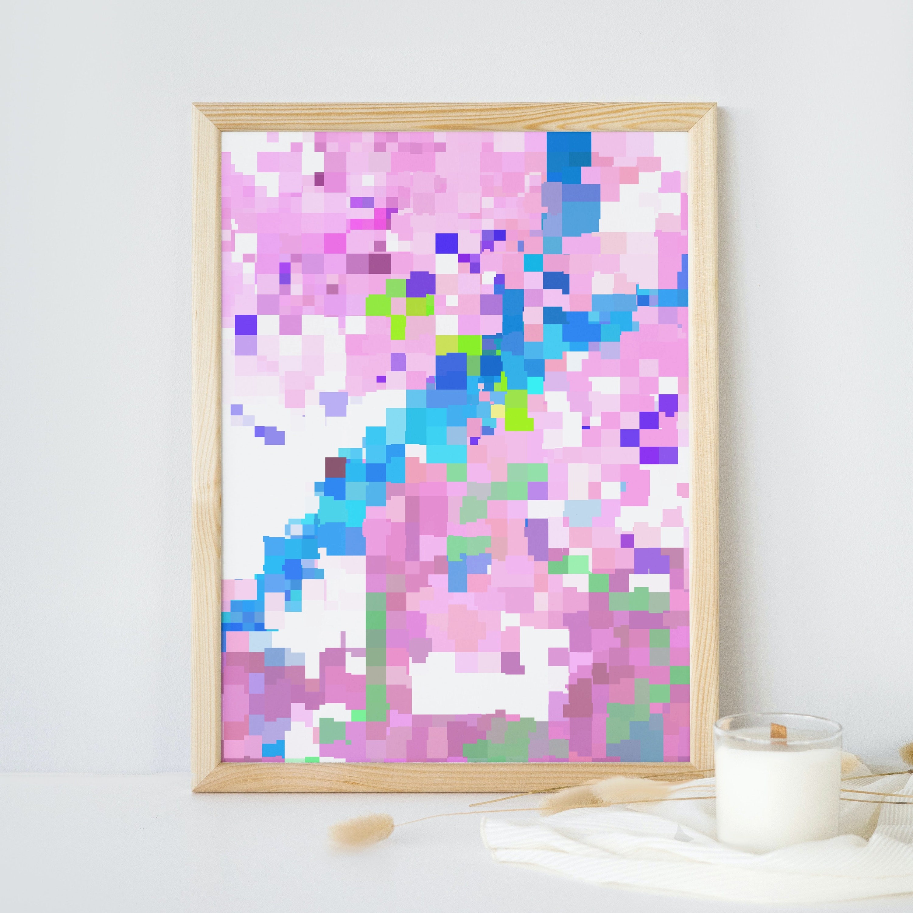 Colorful Printable Tryptic Pastel Wall Art Abstract Pixel Art Prints ...