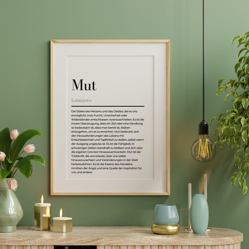 Mut Definiton Print, SOFORTIGER DOWNLOAD, Druckbare Wandkunst ...