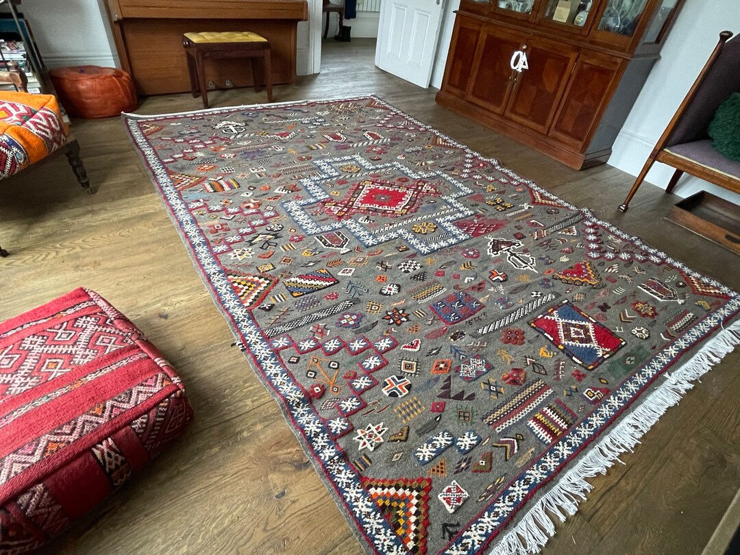 Moroccan Rug, Handmade Grey Rug 3.3m X 2.2m, Berber Rug, Rugs for ...