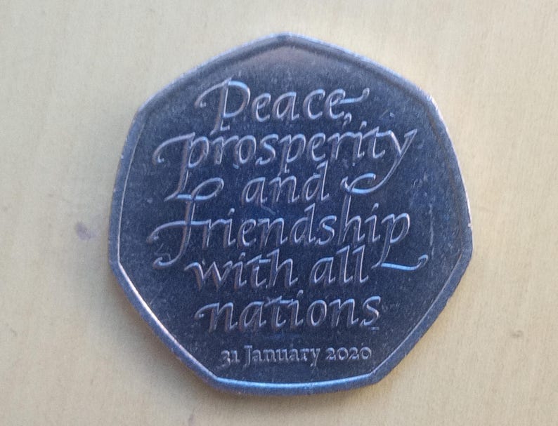 Rare Brexit 50p, Collectable Coin, Limited Edition, Peace Prosperity ...
