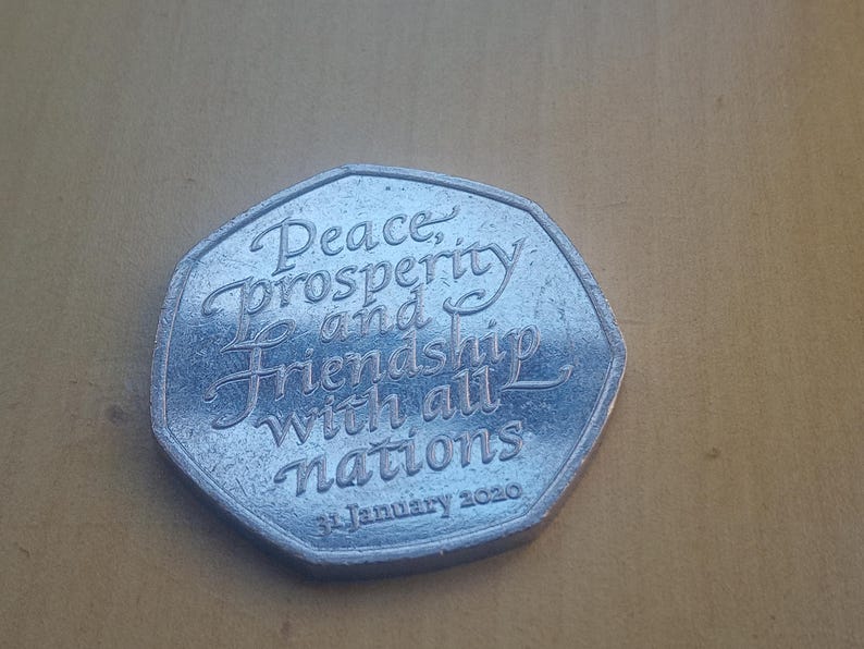 Rare Brexit 50p, Collectable Coin, Limited Edition, Peace Prosperity ...