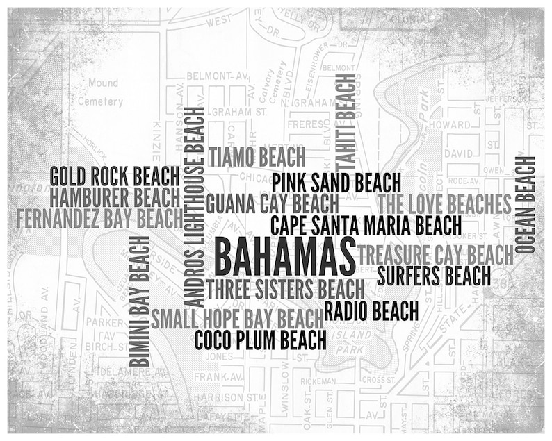 BAHAMAS 1 & 2 Printable Digital Download Typography Word Art - Etsy