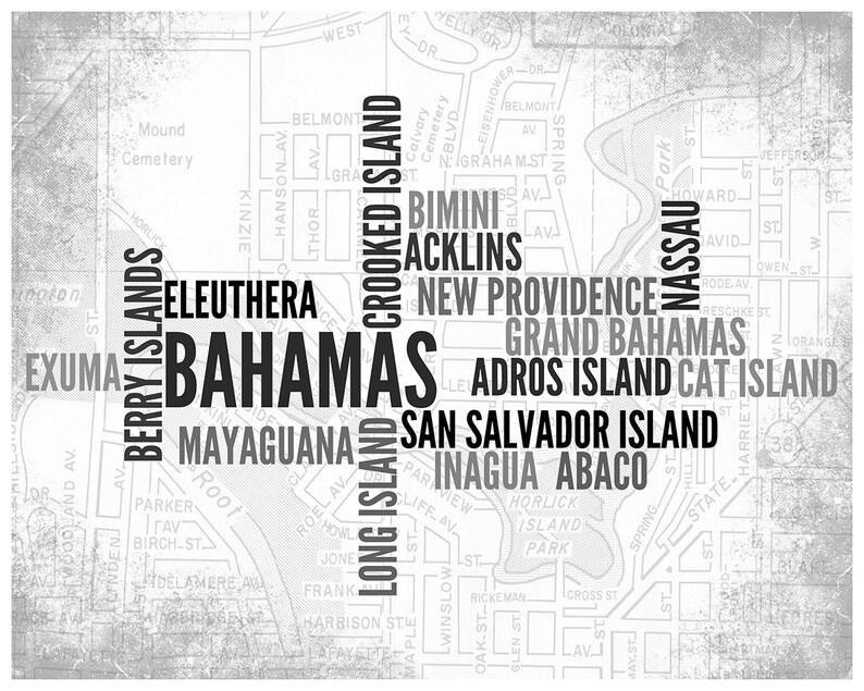 BAHAMAS 1 & 2 Printable Digital Download Typography Word Art - Etsy