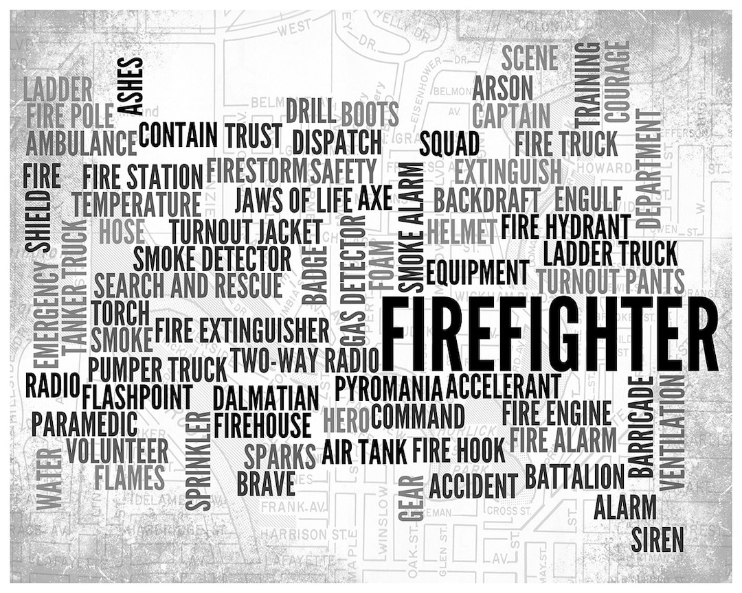 FIREFIGHTER Printable Digital Download Typography Word Art - Etsy