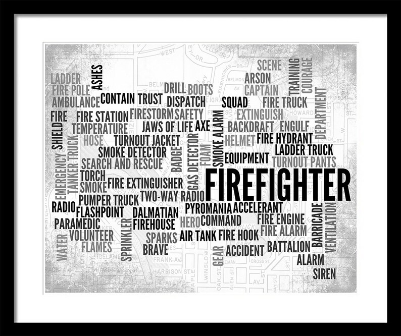 FIREFIGHTER Printable Digital Download Typography Word Art - Etsy