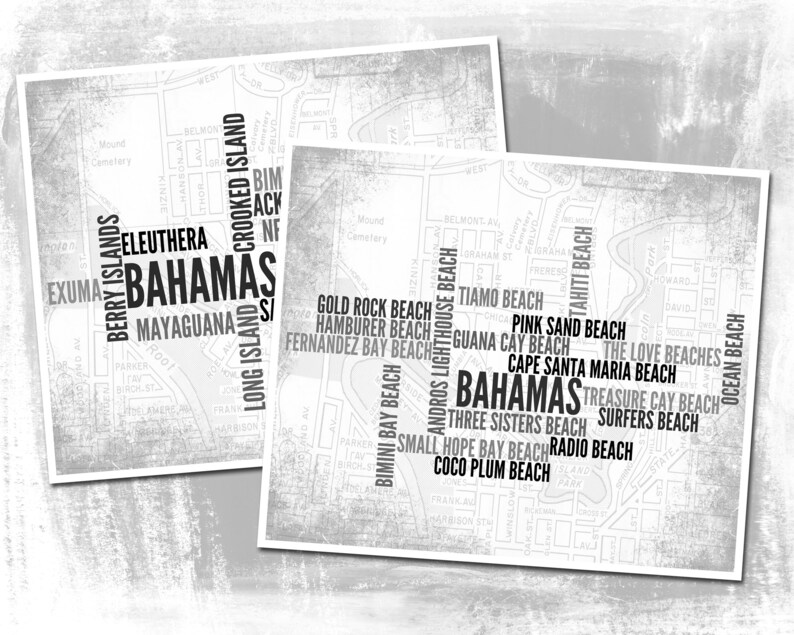 BAHAMAS 1 & 2 Printable Digital Download Typography Word Art - Etsy