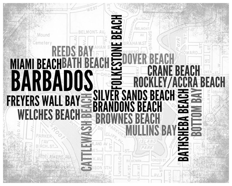 BARBADOS 1 Printable Digital Download Typography Word Art - Etsy