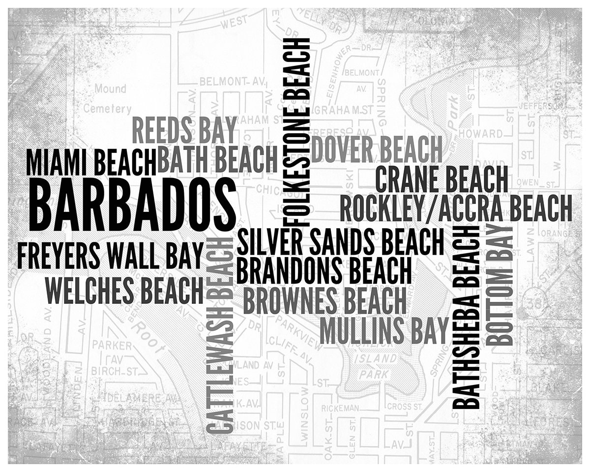 BARBADOS 1 Printable Digital Download Typography Word Art - Etsy