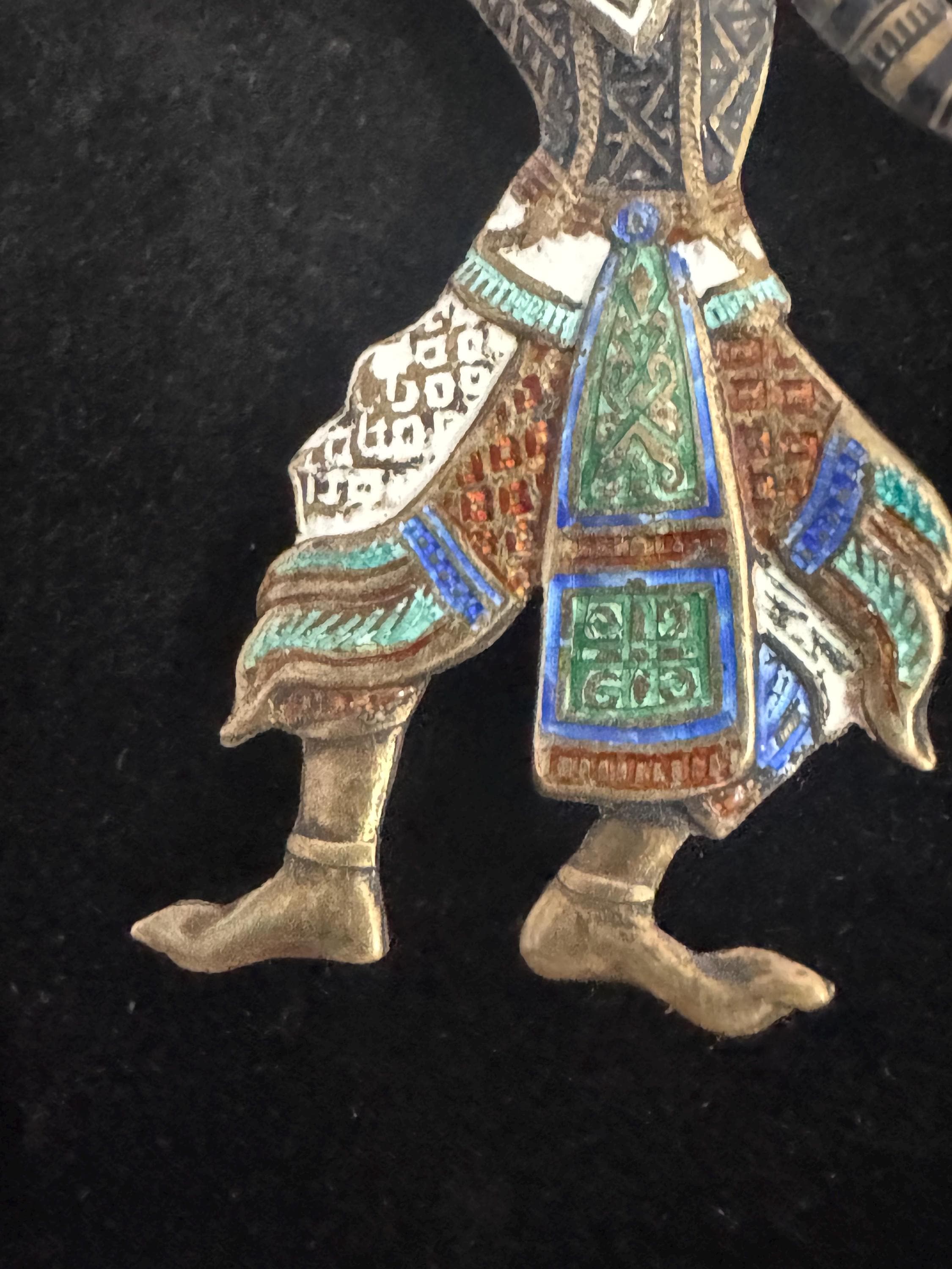 Sterling Enamel Old SIAM Male Dancer Figure Brooch Pin Vtg MCM 2-1/4" Gold Wash - Etsy