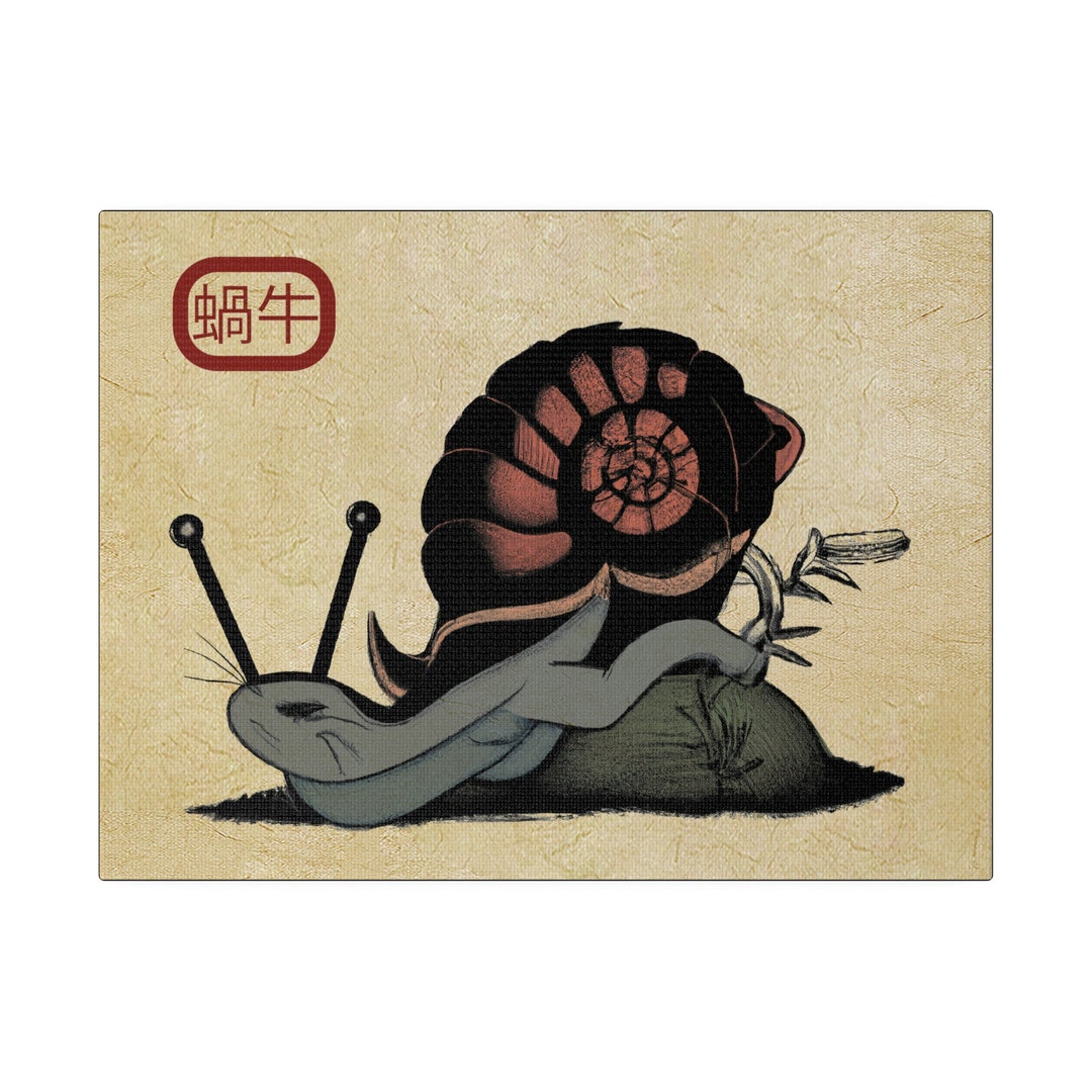 Ukiyo-e Mythical Creature Armored Faery Snail on Matte Canvas ...