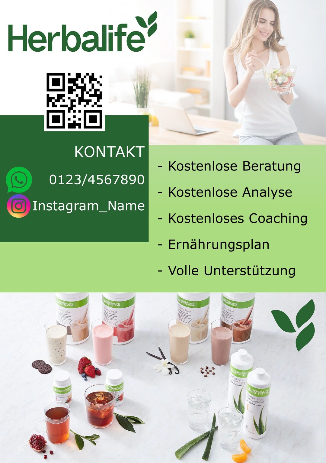 Herbalife Coach Flyer mit Neue Logo 2023 Personalisiert inkl. QR Code Digitale Datei Download ...