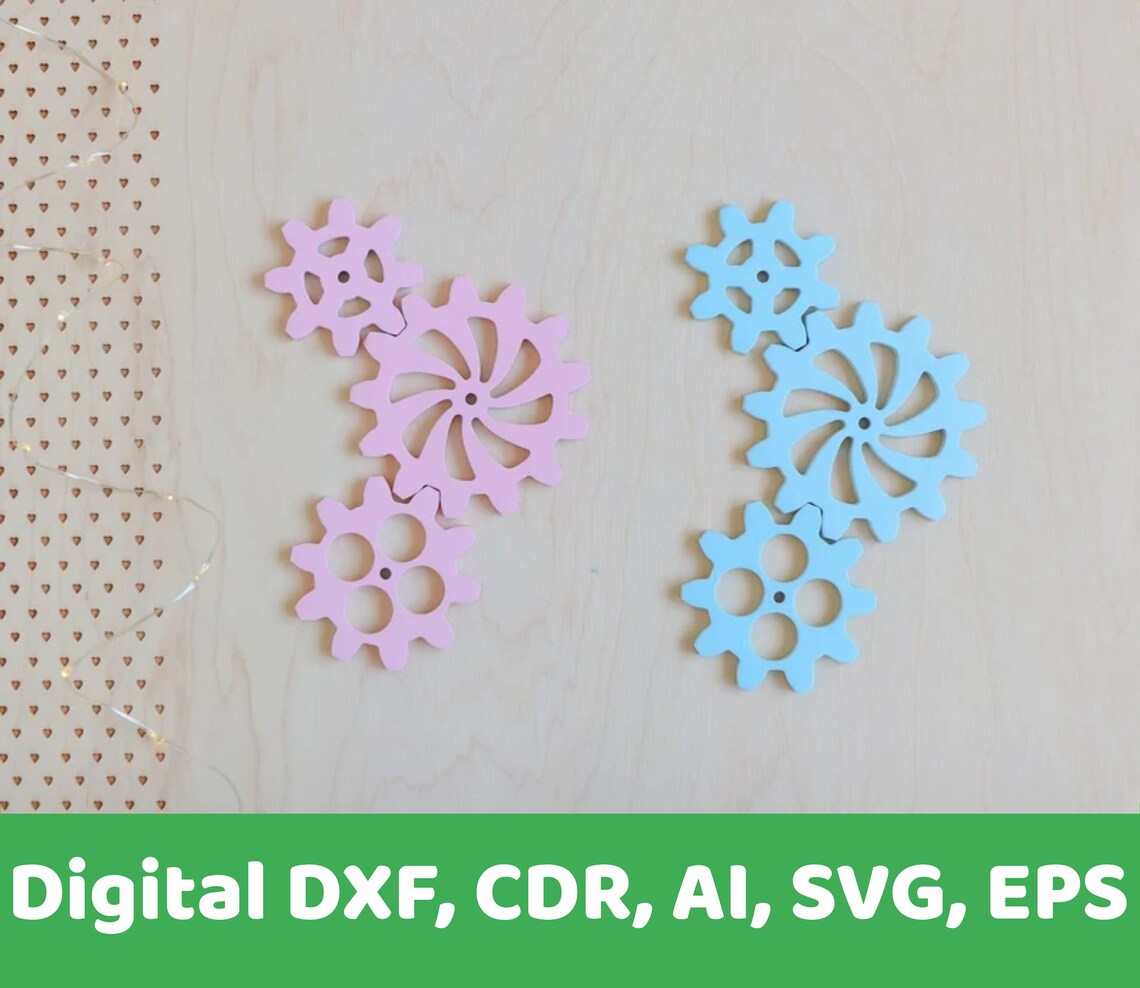 Gears SET Wooden, Busy Board Part Element Detail File for Laser Cut ...