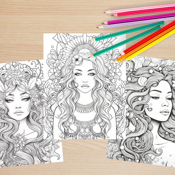 Beautiful Women Coloring - Etsy