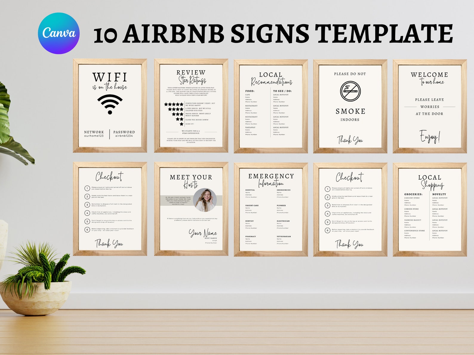 Airbnb Signs Bundle Template Airbnb House Signs Wifi Airbnb Welcome ...
