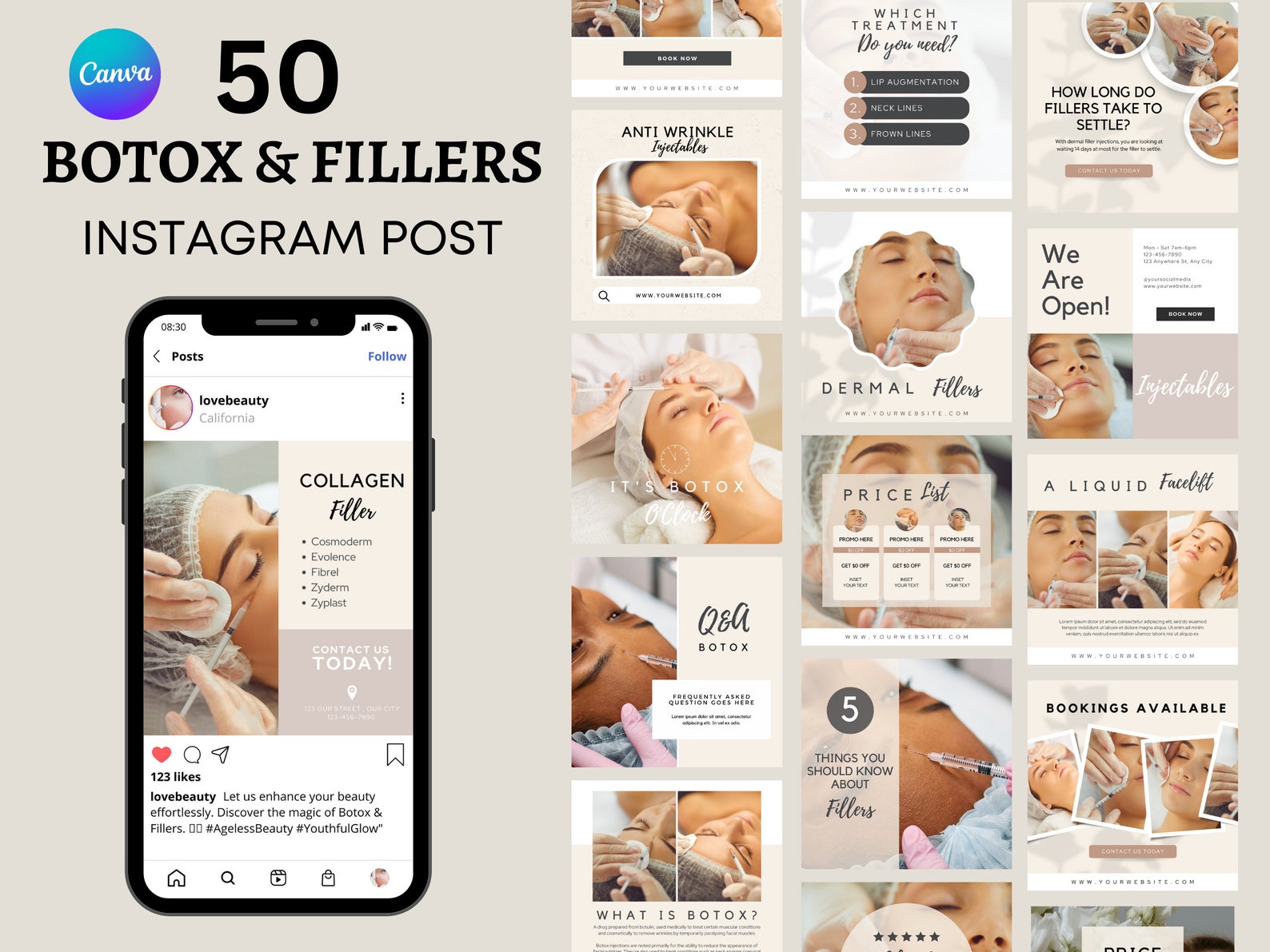 Botox and Filler Instagram Post Dermal Fillers Esthetician Template Lip ...