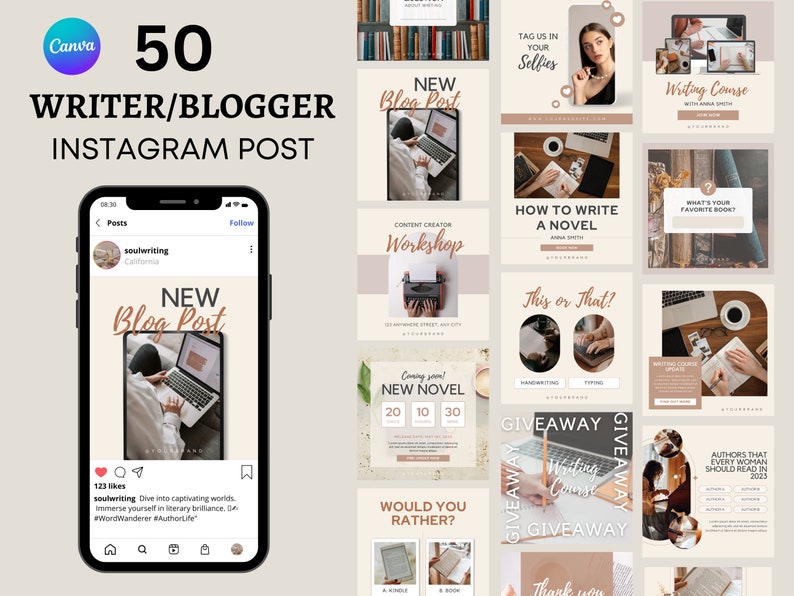 Writer IG Post, Blogger Instagram, 50 Author Writer IG Post Blogger ...