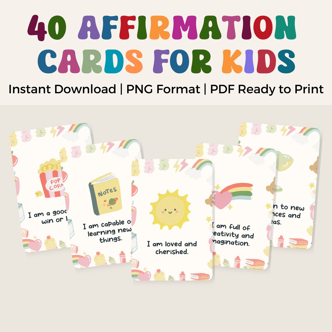 Affirmation Cards Printable for Kids Kindergarten - Etsy
