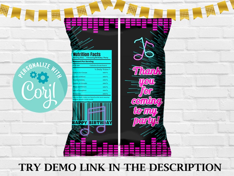 Tiktok Inspired Chip Bag, Editable Musical Inspired Chip Bag, Musical ...