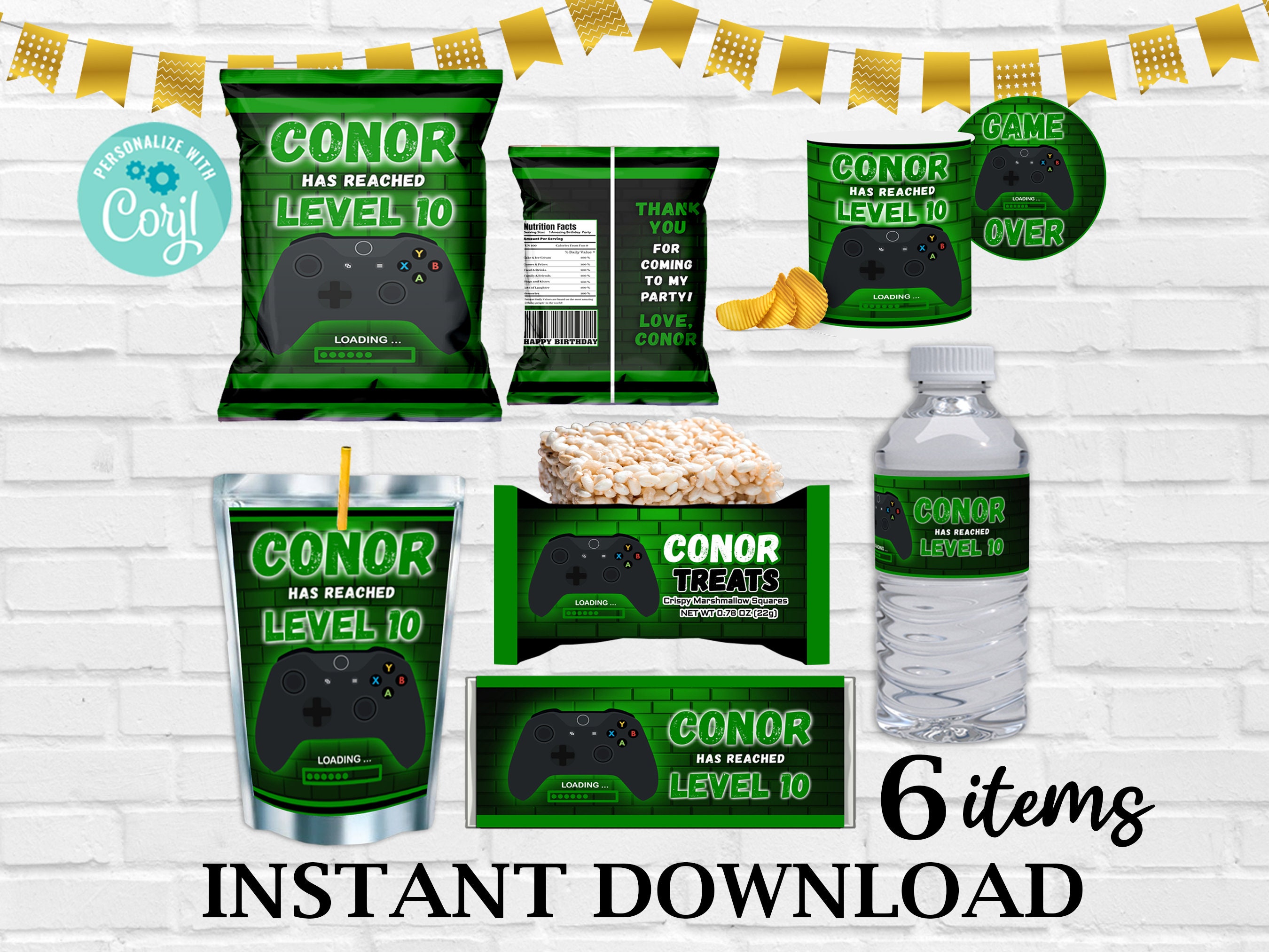 Gamer Birthday Bundle, Editable Gamer Birthday Set, Gamer Birthday ...