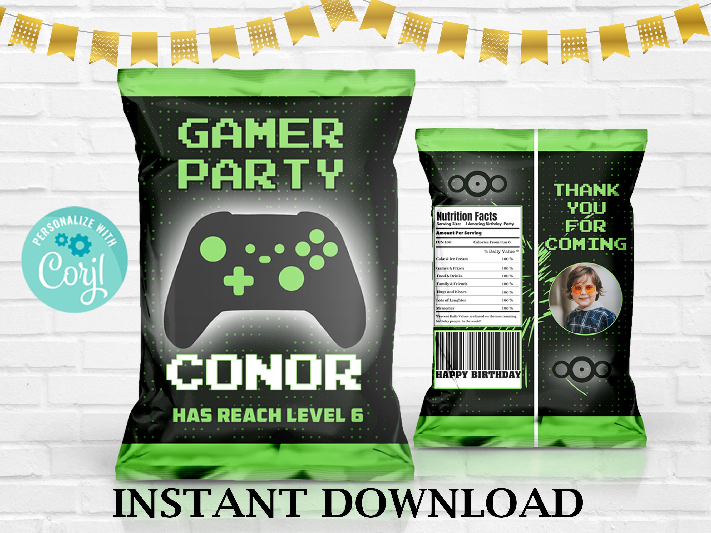 Video Game Party Bundle, Editable Gamer Birthday Set, Gamer Birthday ...