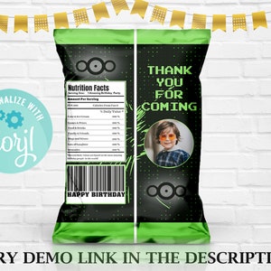 Video Game Chip Bag, Editable Gamer Chip Bag, Gamer Birthday Party ...