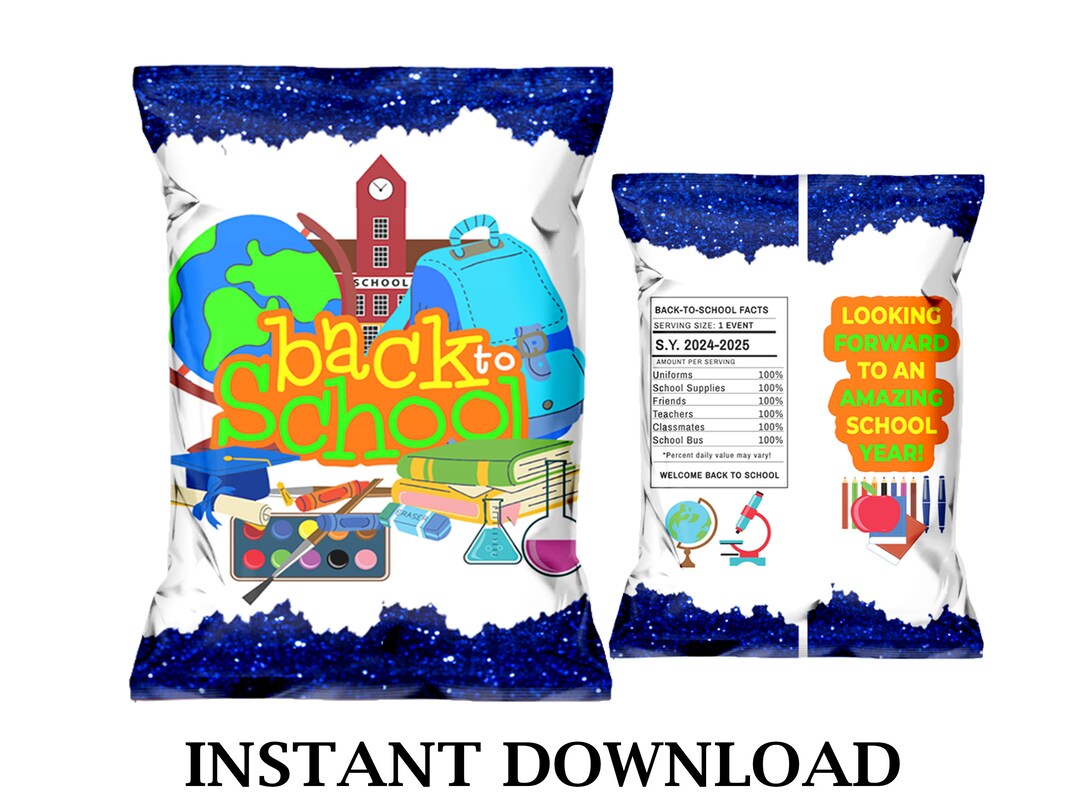 Back to School Chip Bag, Not Editable Back to School Chip Bag White ...