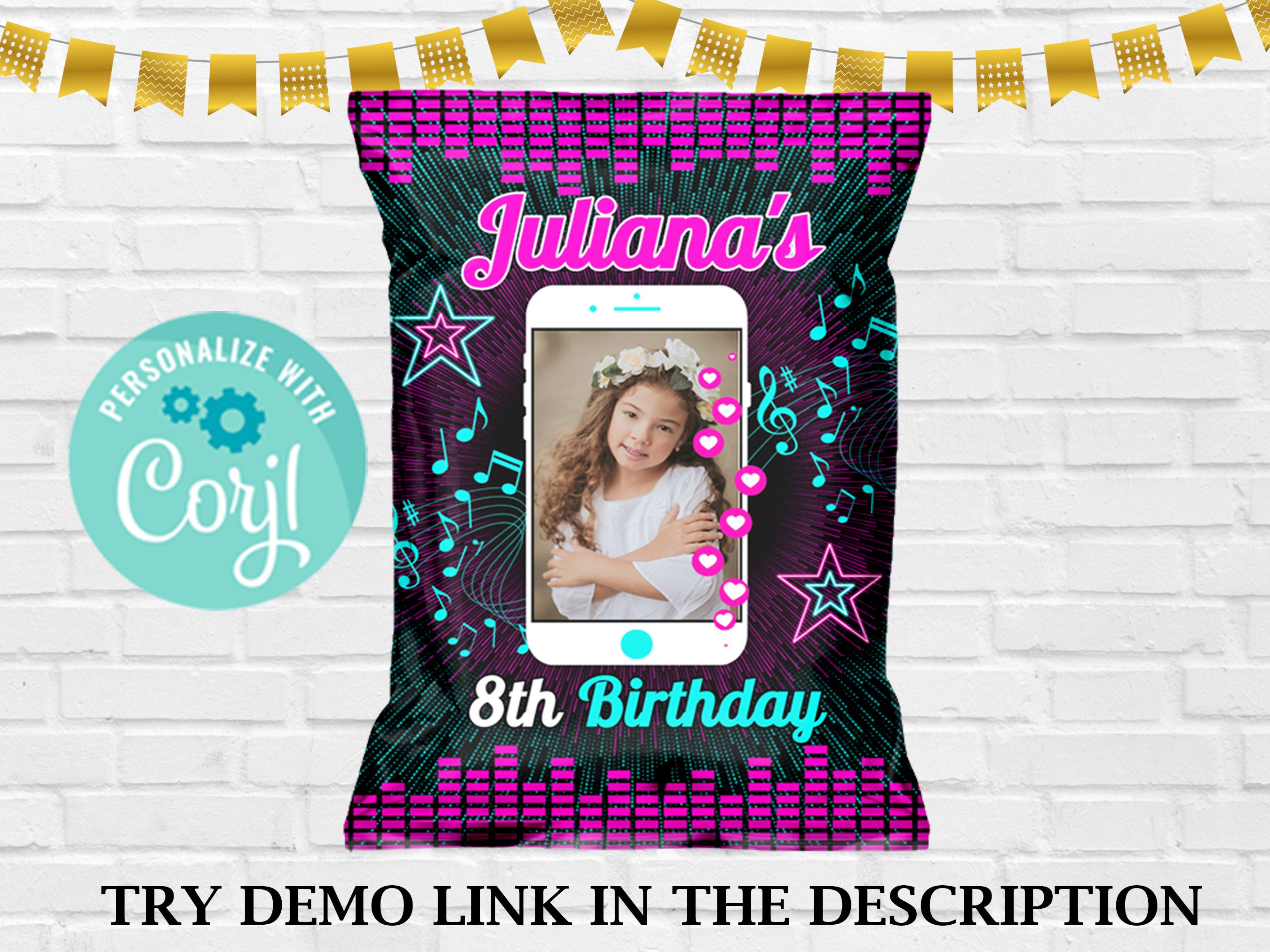 Tiktok Inspired Chip Bag, Editable Musical Inspired Chip Bag, Musical ...