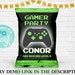 Video Game Chip Bag, Editable Gamer Chip Bag, Gamer Birthday Party ...