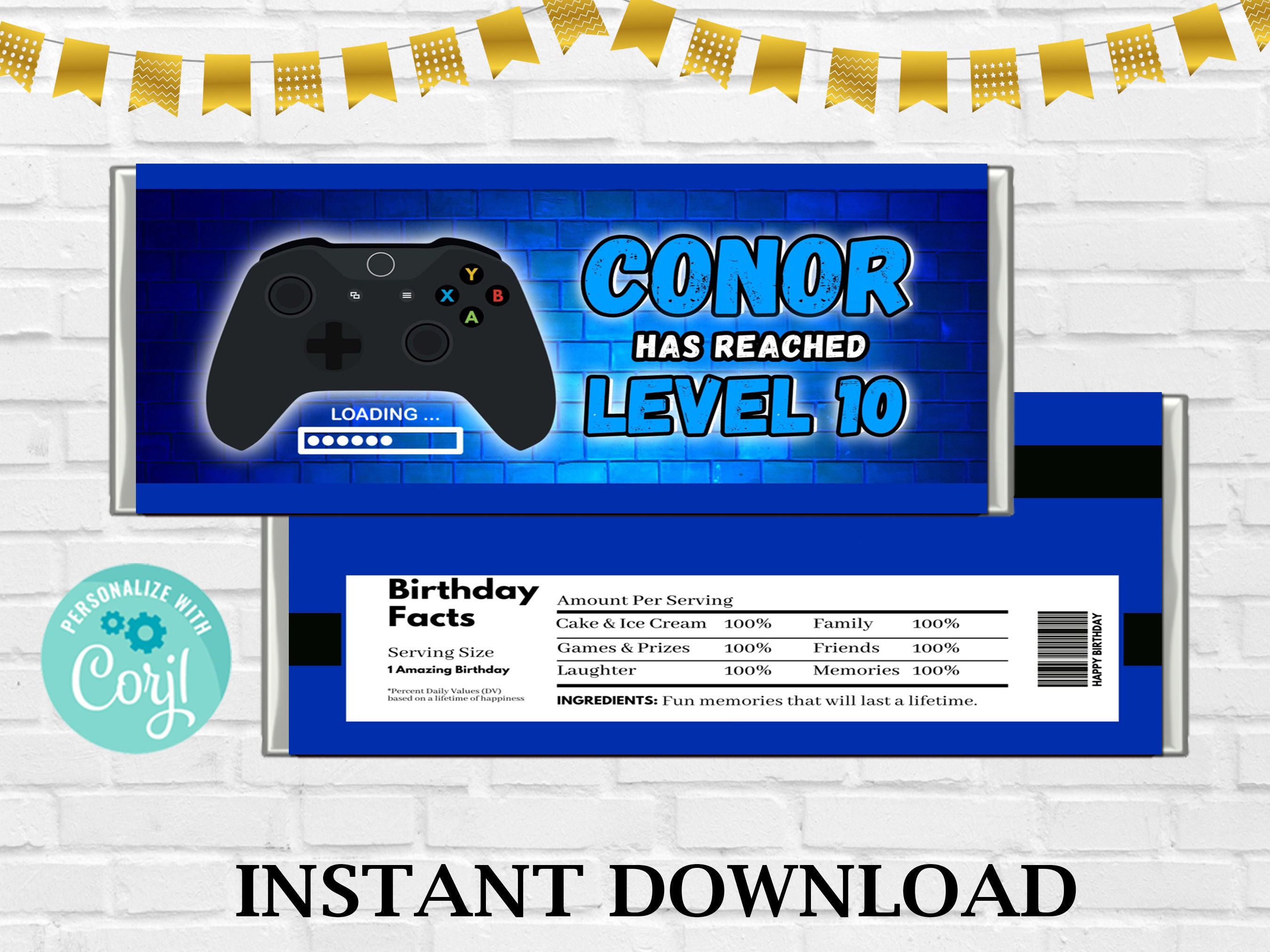 Gamer Birthday Bundle, Editable Gamer Birthday 4 Items Set, Gamer ...