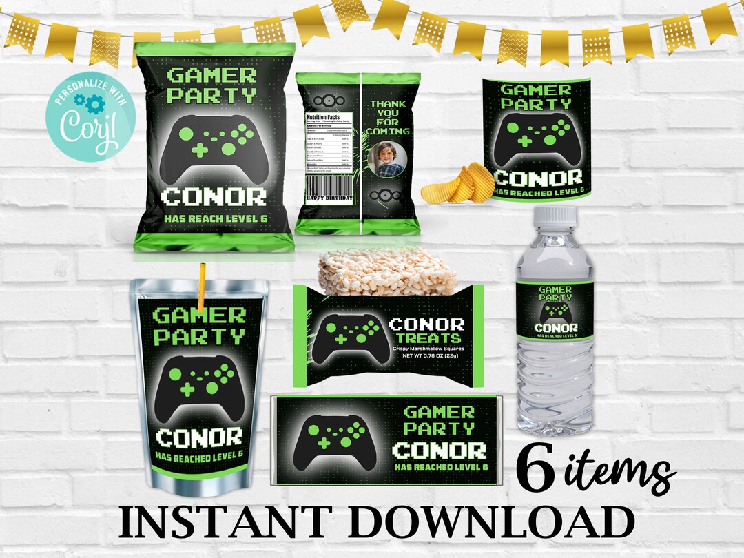 Video Game Party Bundle, Editable Gamer Birthday Set, Gamer Birthday ...