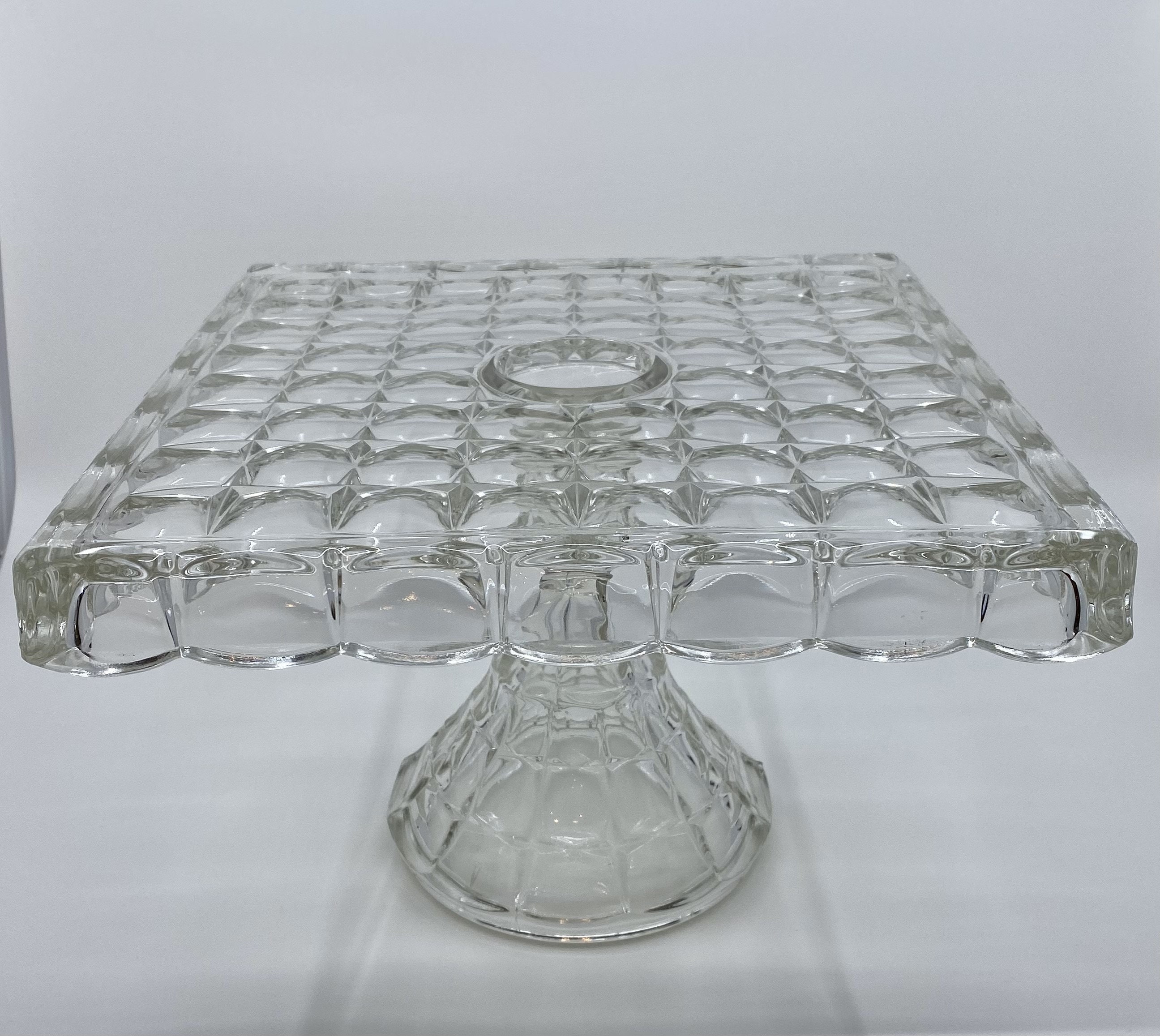 Vintage Indiana Glass Square Cake Stand - Etsy