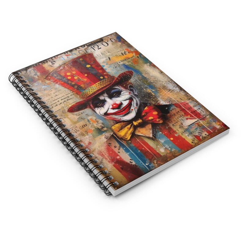 Creepy Clown Circus Carnival Magic Spiral Notebook Ruled Line Reader ...