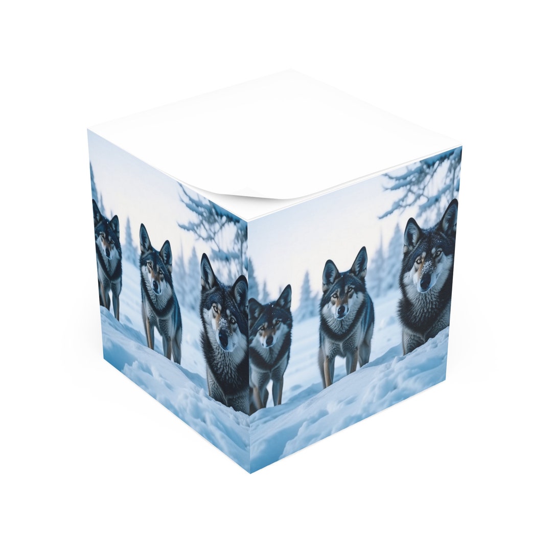 Wolves Snow Scene Woods Note Cube for Men Women Office Work School Gift ...
