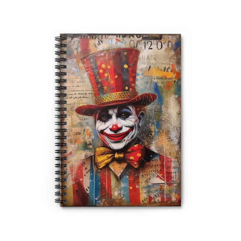 Creepy Clown Circus Carnival Magic Spiral Notebook Ruled Line Reader ...
