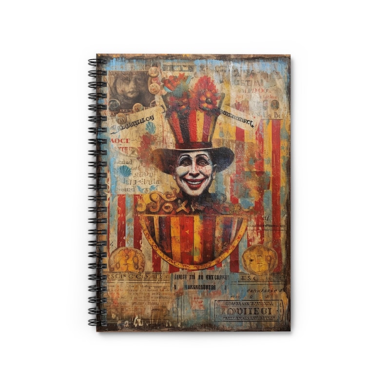 Creepy Carnival Circus Magic Spiral Notebook Ruled Line Reader Reading ...