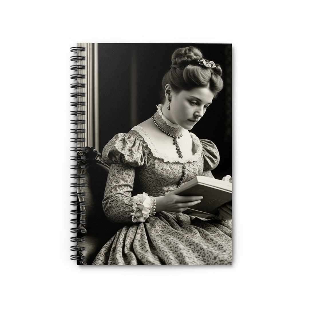 Victorian Woman Reading Book Reader Writing Journal Log Spiral Notebook ...