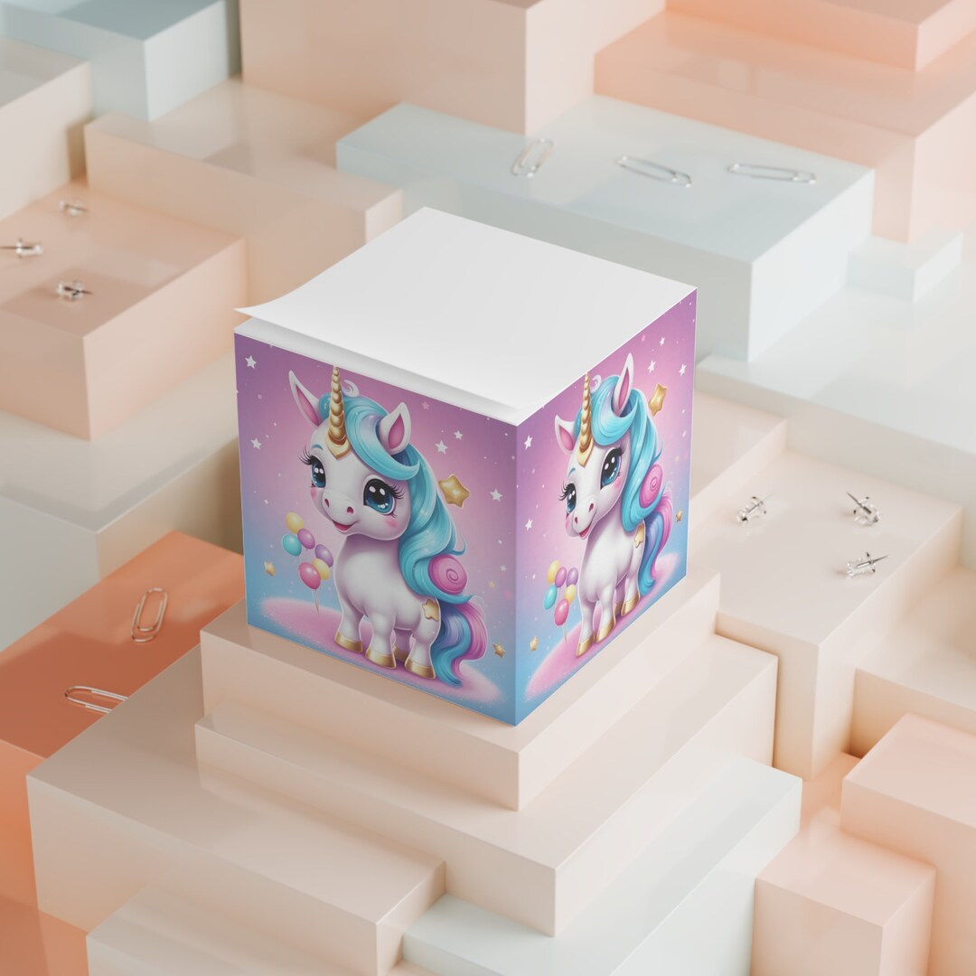 Unicorn Fantasy Pink Blue Mythical Note Cube Gift for Women - Etsy