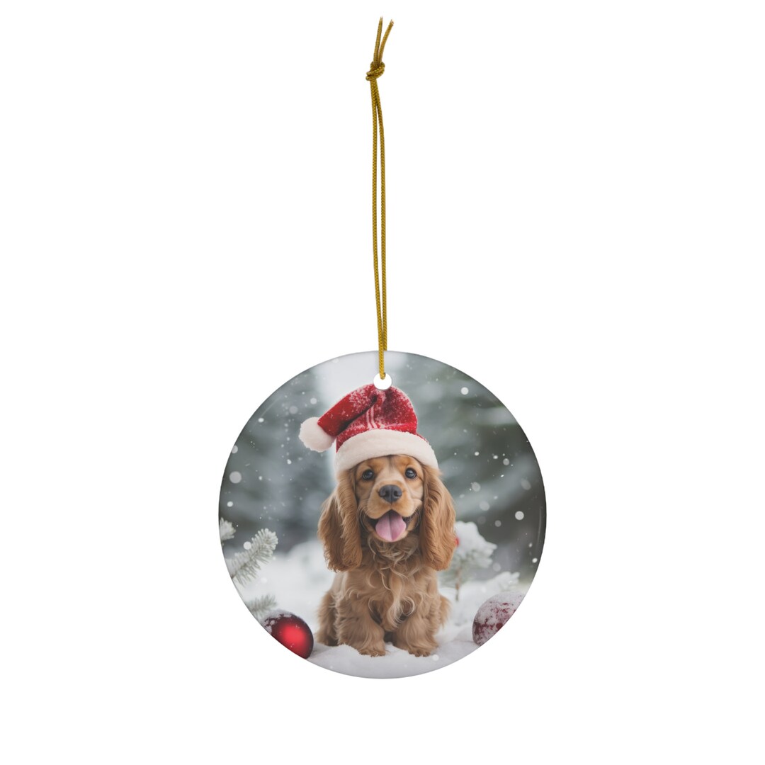 English Cocker Spaniel Christmas Tree Circle Ceramic Ornament - Etsy