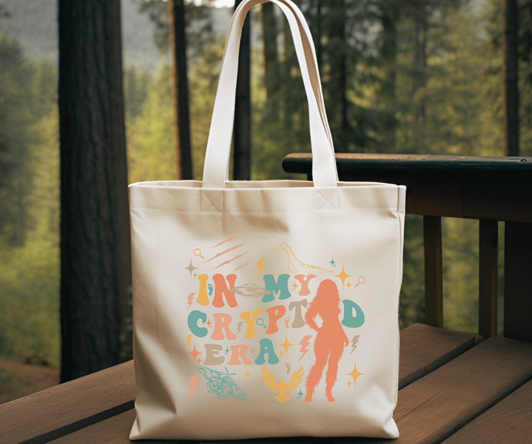 In My Cryptid Era Canvas Tote Bags, Bigfoot Reusable Grocery Bags ...