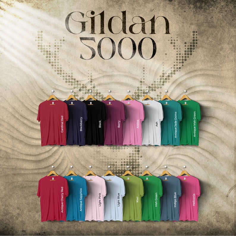 Gildan 5000 Deer Effect Color Chart, Full Editable Files, Tshirt Mockup ...