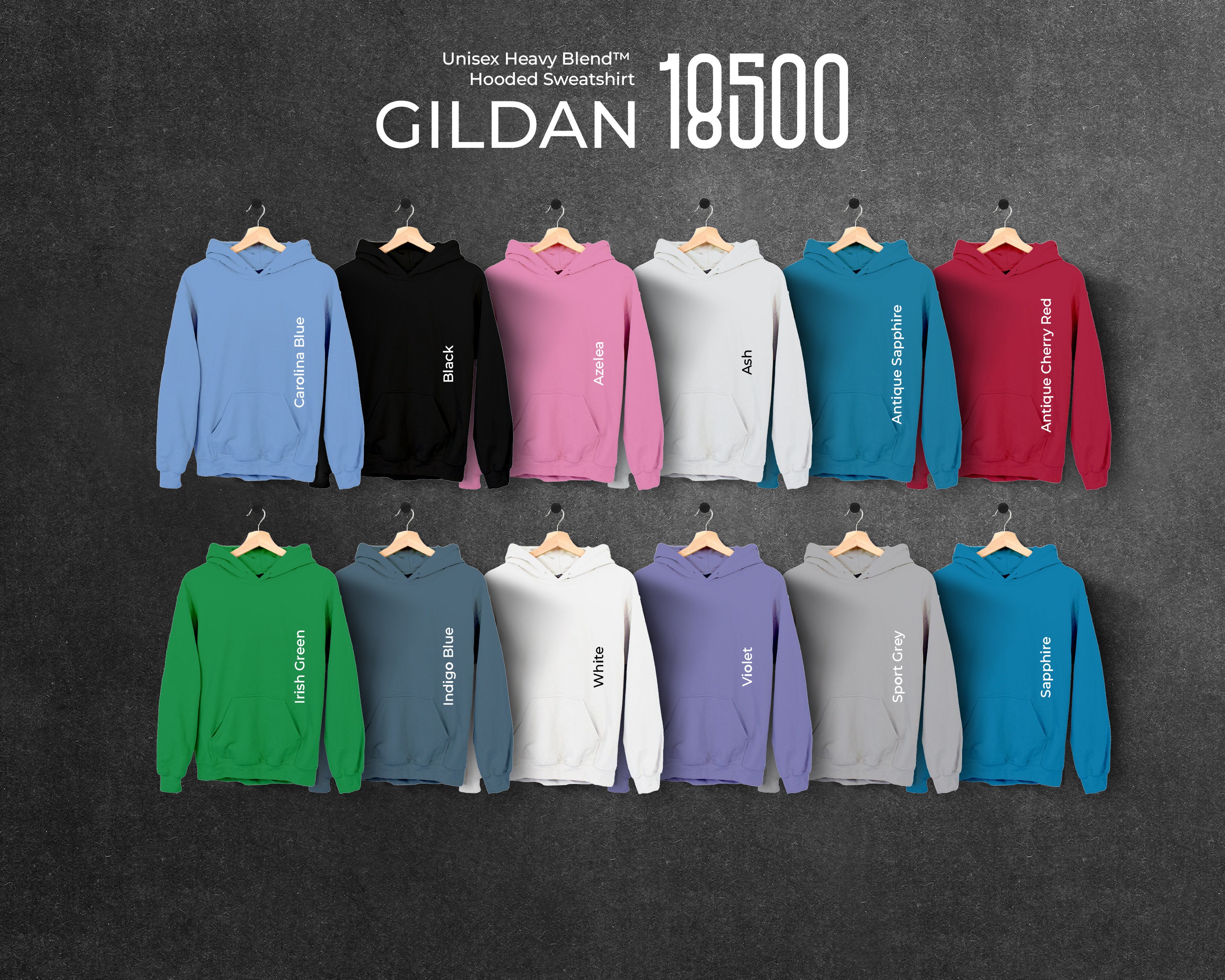Gildan 18500 Color Chart, Full Editable Files, Heather Mauve Hoodie ...
