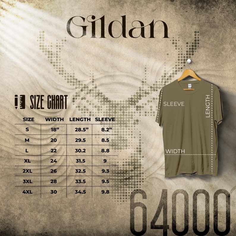 Gildan 64000 Size Chart, Deer Effect, T Shirt Measurements, 64000 Size ...