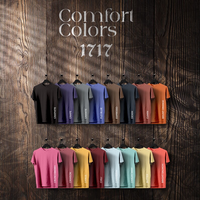 Comfort Colors 1717 Color Chart, Wooden Effect, Full Editable Files, T ...