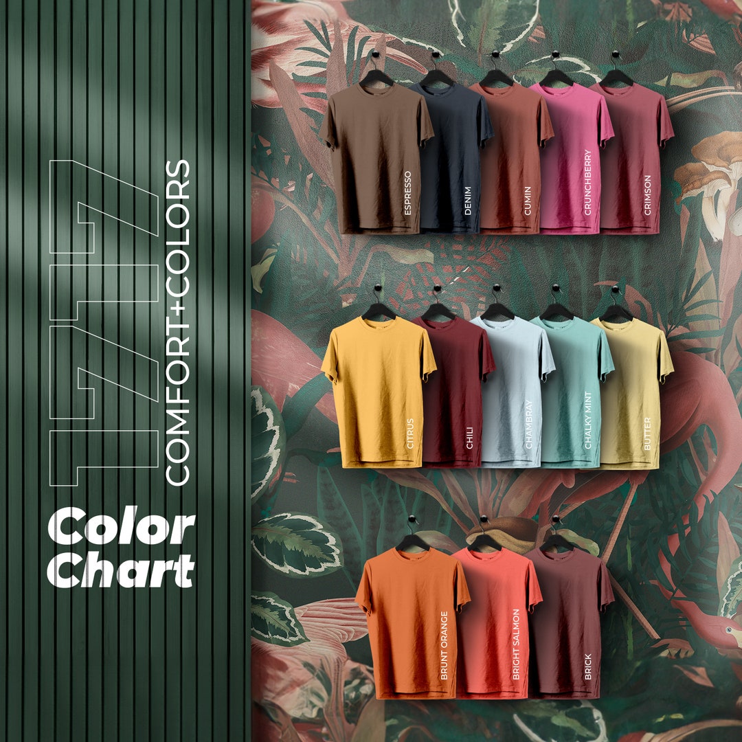 Comfort Colors 1717 Color Chart, Pattern Effect, Full Editable Files, T ...