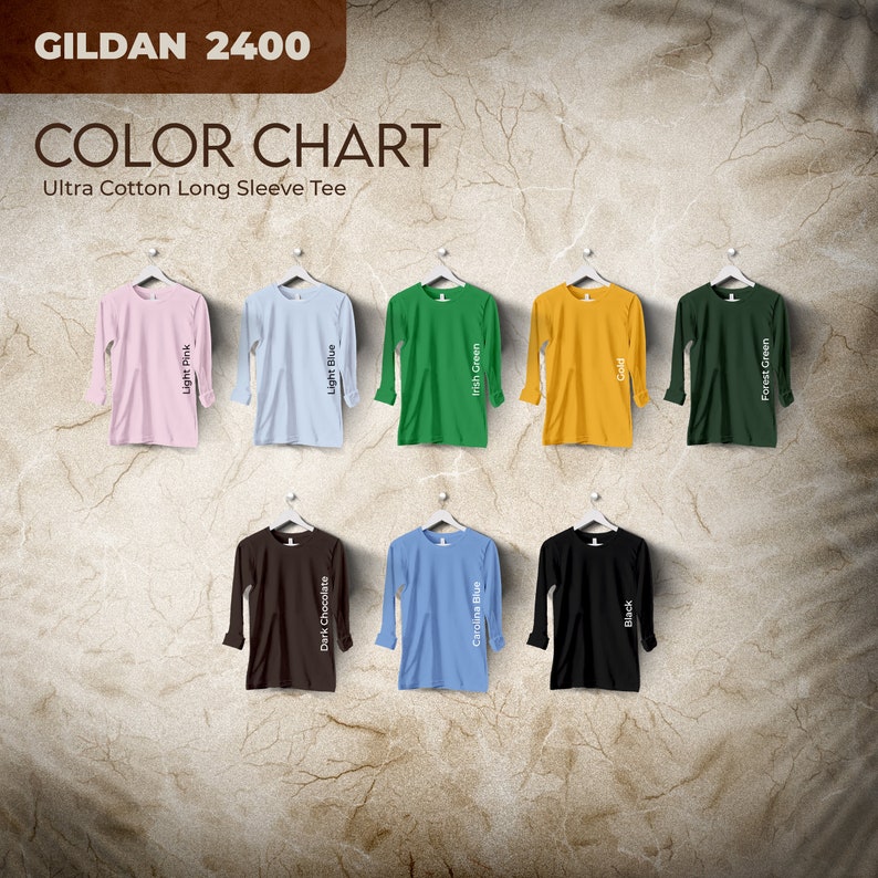 Gildan 2400 Brown Effect Color Chart, Full Editable Files, Tshirt ...